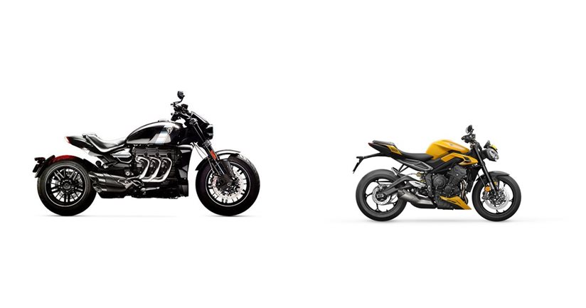 Motorrad Vergleich Triumph Rocket 3 TFC 2020 vs. Triumph Street Triple ...