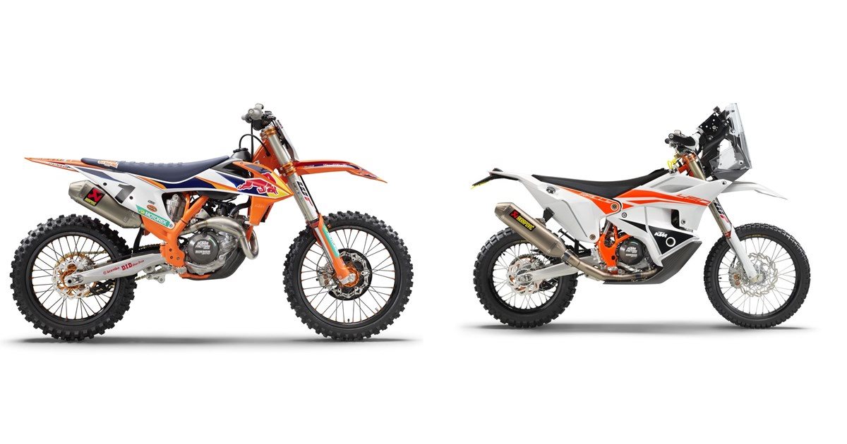 Motorrad Vergleich KTM 450 SX-F Factory Edition 2020 vs. KTM 450 Rally Factory Replica 2022