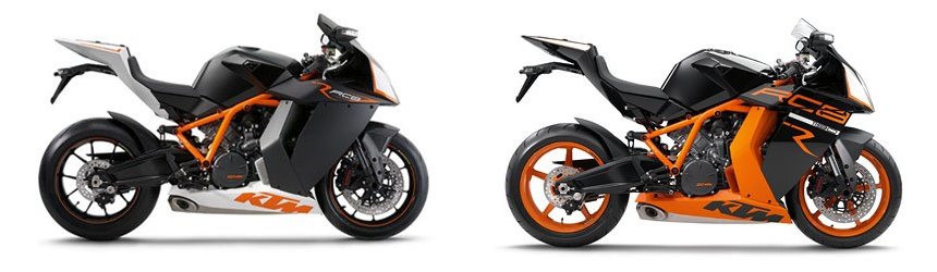 Motorrad Vergleich KTM 1190 RC8 R 2009 vs. KTM 1190 RC8 R 2012