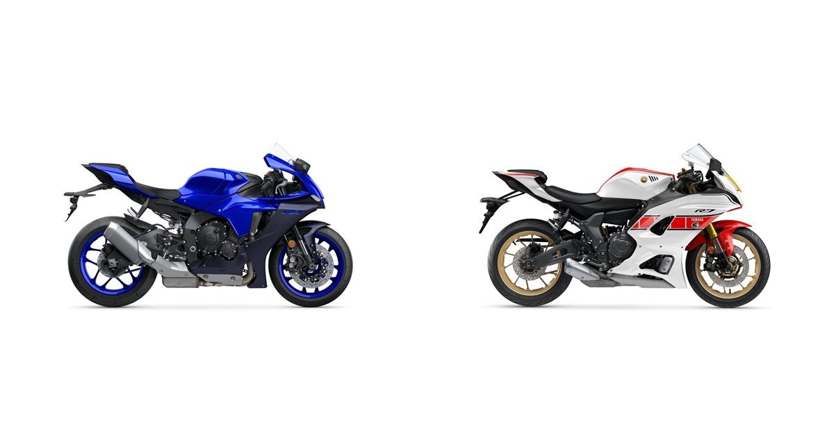 Motorrad Vergleich Yamaha R1 2022 vs. Yamaha R7 World GP 60th ...