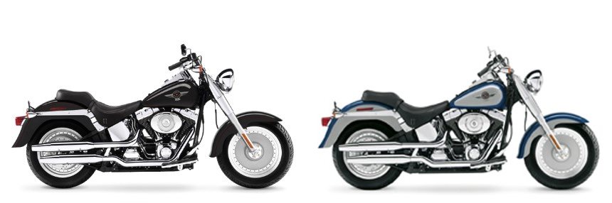 Motorrad Vergleich Harley-Davidson Softail Fat Boy FLSTF 2005 vs ...