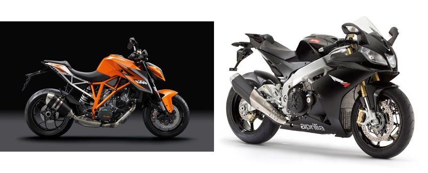 Motorrad Vergleich KTM 1290 Super Duke R 2014 vs. Aprilia RSV4 R APRC ...