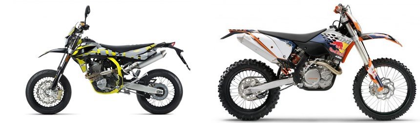 Motorrad Vergleich SWM SM 500 R 2020 vs. KTM 450 EXC 2010