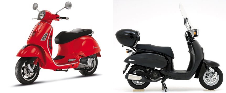 Motorrad Vergleich Vespa GTS 125 ie Super 2011 vs. Daelim Besbi 125 2009
