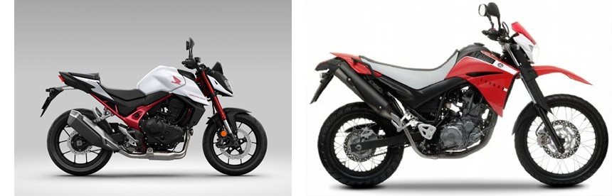 Motorrad Vergleich Honda CB750 Hornet 2023 vs. Yamaha XT 660R 2009