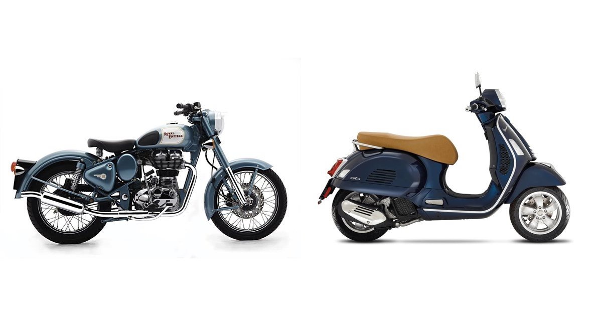 Motorrad Vergleich Royal Enfield Bullet 500 Classic EFI 2014 vs. Vespa ...