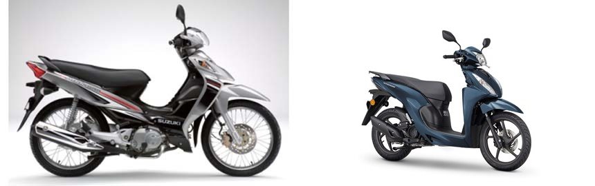 Motorrad Vergleich Suzuki Address 125 2009 vs. Honda NSC Vision 110 2023