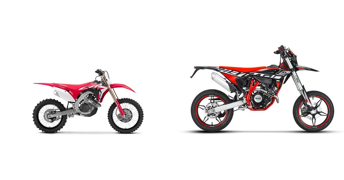 Motorrad Vergleich Honda CRF450R 2020 vs. Beta RR Motard 125 4T LC 2022