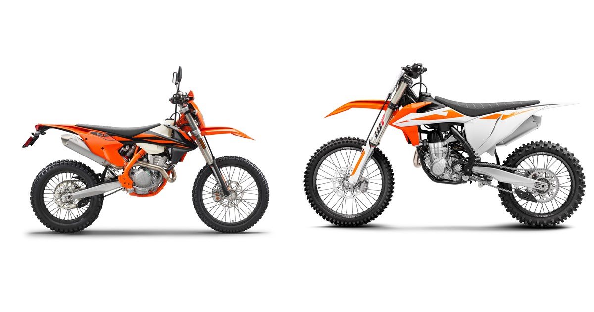 Motorrad Vergleich KTM 350 EXC-F 2019 vs. KTM 450 SX-F 2019