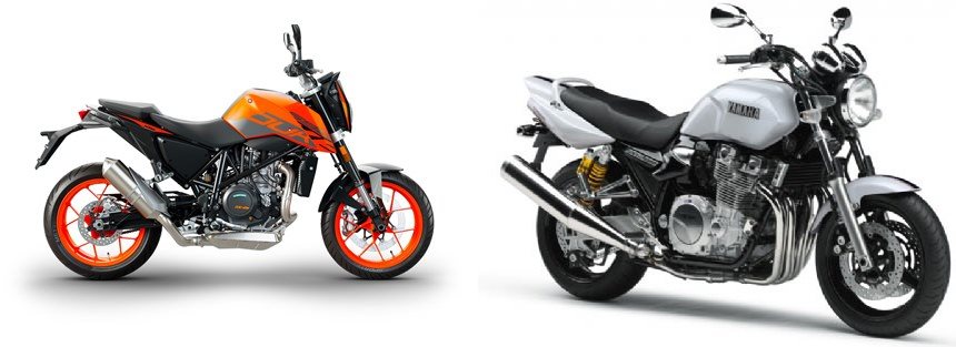 Motorrad Vergleich KTM 690 Duke 2019 vs. Yamaha XJR 1300 2009