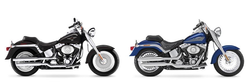 Motorrad Vergleich Harley-Davidson Softail Fat Boy FLSTF 2005 vs ...