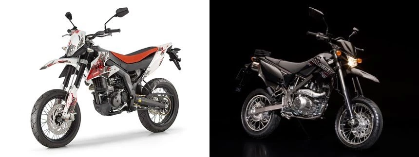 Motorrad Vergleich Derbi Senda DRD 125 SM 2015 vs. Kawasaki D-Tracker 125 2010