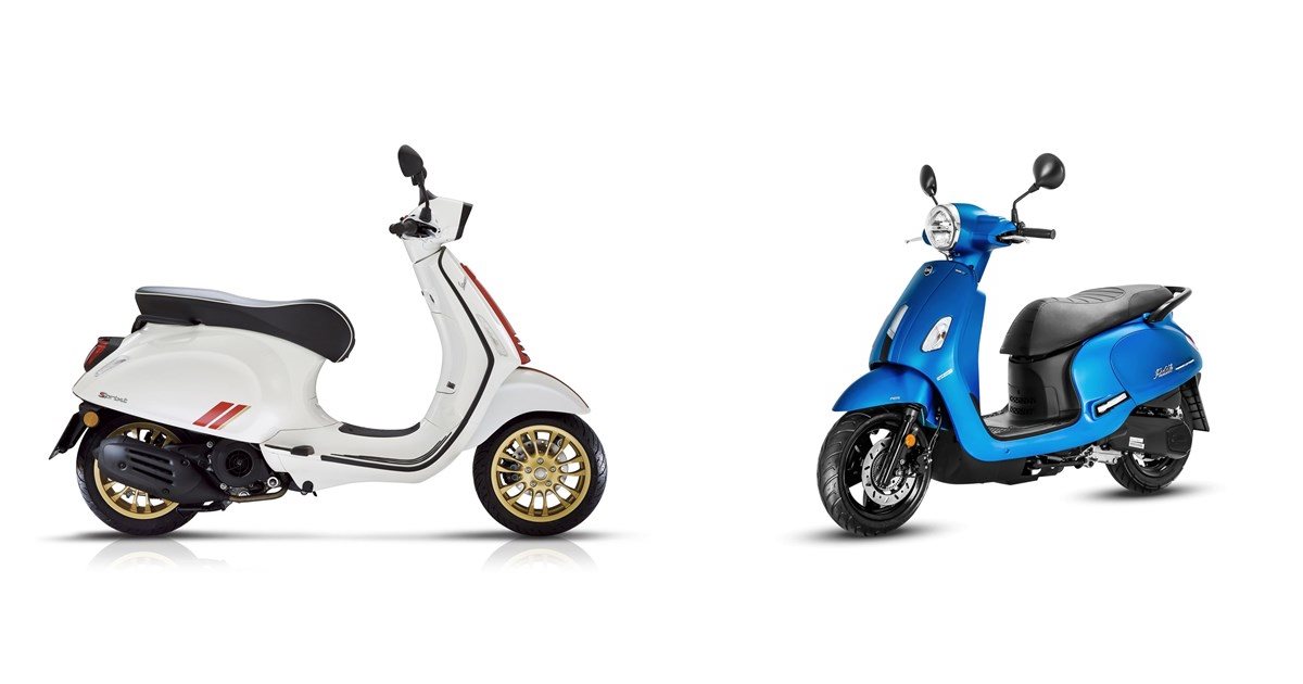 Motorrad Vergleich Vespa Sprint 125 Racing Sixties 2022 vs. Sym Fiddle 125 ABS E5 2022