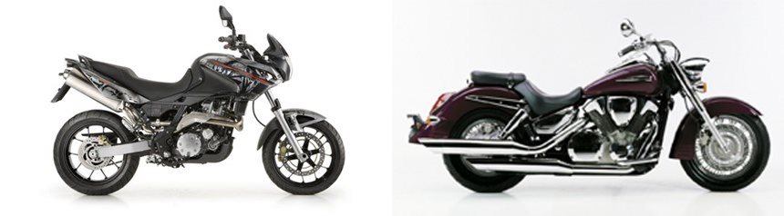 Motorrad Vergleich Aprilia Pegaso 650 Strada 2009 vs. Honda VTX 1300 2006