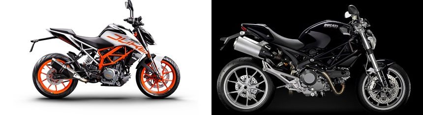 KTM 390 Duke 2019 vs Ducati Monster 1100 2009