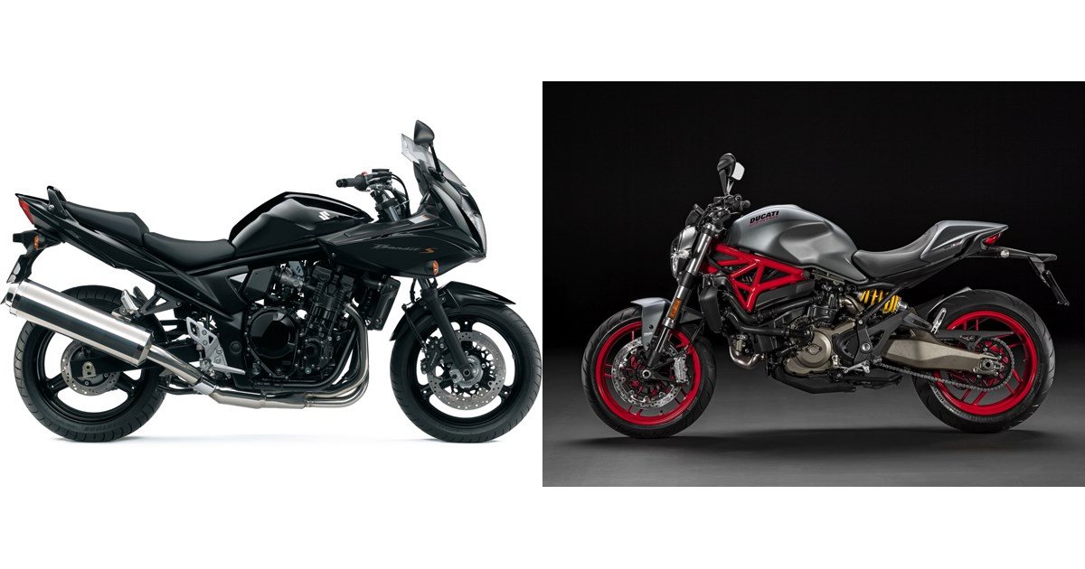 Motorrad Vergleich Suzuki Bandit 650S 2017 vs. Ducati Monster 821 2017