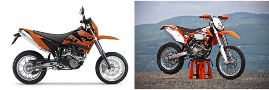 Motorrad Vergleich KTM 625 SMC 2006 vs. KTM 450 EXC 2013