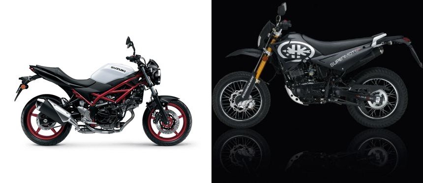 Motorrad Vergleich Suzuki SV650 2021 vs. Kreidler Supermoto 125 DD 2009