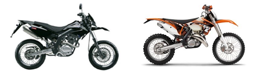 Motorrad Vergleich Derbi Senda 2007 vs. KTM 125 EXC 2011