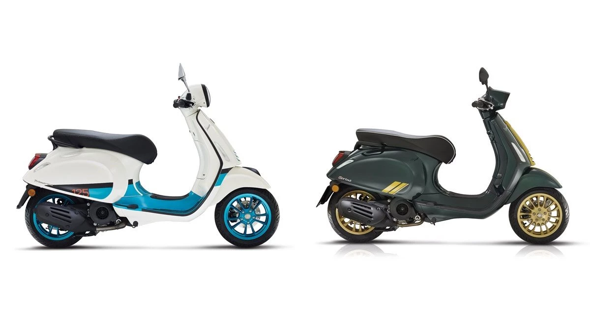 Motorrad Vergleich Vespa Primavera 125 Color Vibe 2023 vs. Vespa Sprint 125 Racing Sixties 2023