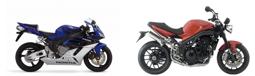 Motorrad Vergleich Honda CBR1000RR Fireblade 2005 vs. Triumph Speed ...