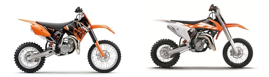 Motorrad Vergleich KTM 85 SX 17/14 2010 vs. KTM 65 SX 2016