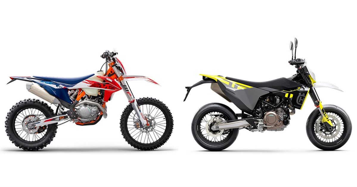 Comparaison des motos KTM 500 EXC-F SIX DAYS 2023 VS. Husqvarna 701 ...
