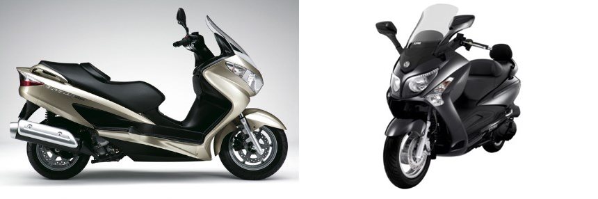 Motorrad Vergleich Suzuki Burgman 200 2008 vs. Sym GTS 300i EVO 2011