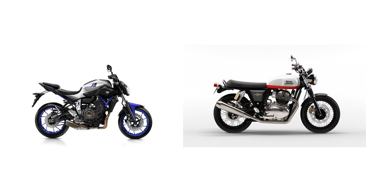 Motorrad Vergleich Yamaha MT-07 2016 vs. Royal Enfield Interceptor 650 2021