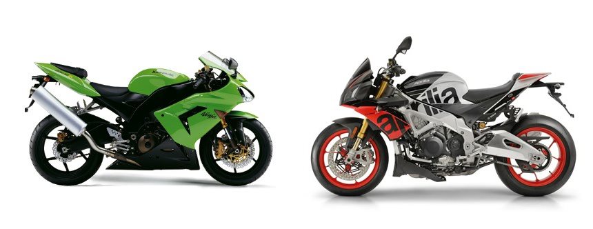 Motorrad Vergleich Kawasaki Ninja ZX-10R 2008 vs. Aprilia Tuono V4 1100 Factory 2019