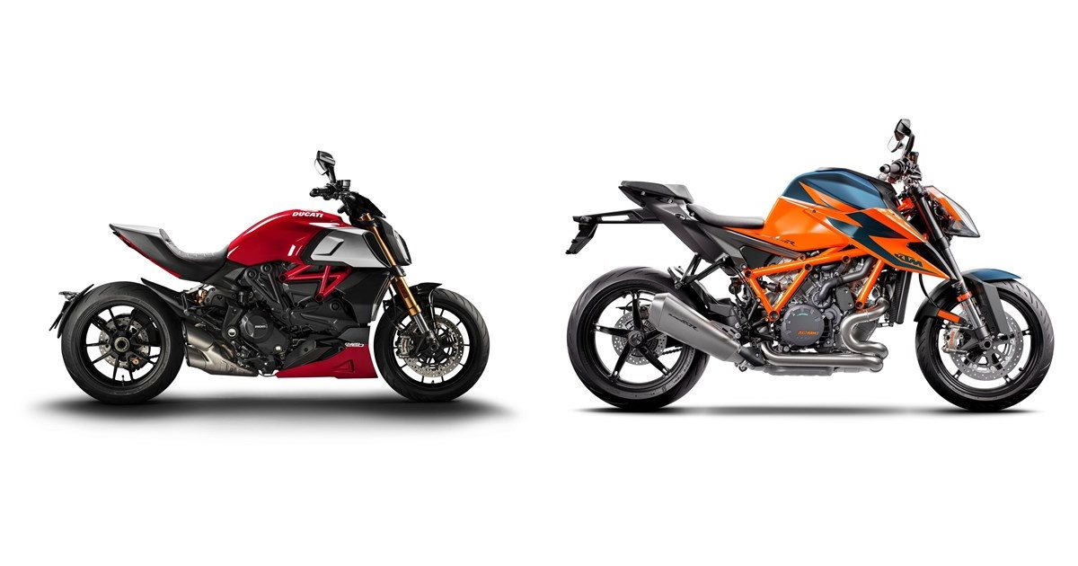 Motorrad Vergleich Ducati Diavel 1260 S 2021 vs. KTM 1290 Super Duke R 2021