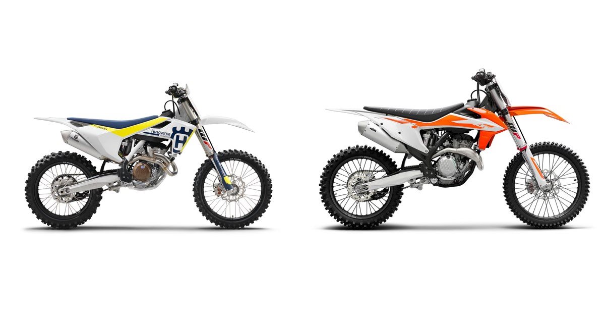 Motorrad Vergleich Husqvarna FC 350 2017 vs. KTM 350 SX-F 2020