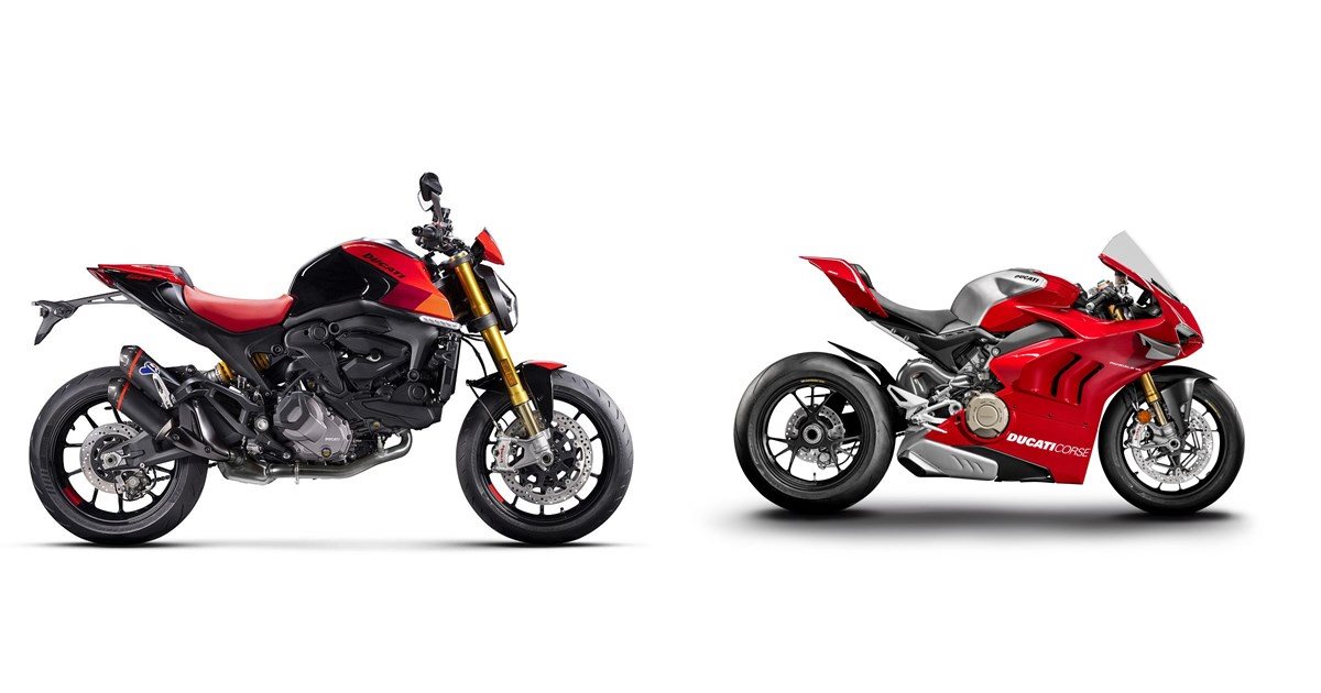 Motorrad Vergleich Ducati Monster SP 2023 vs. Ducati Panigale V4 R 2020