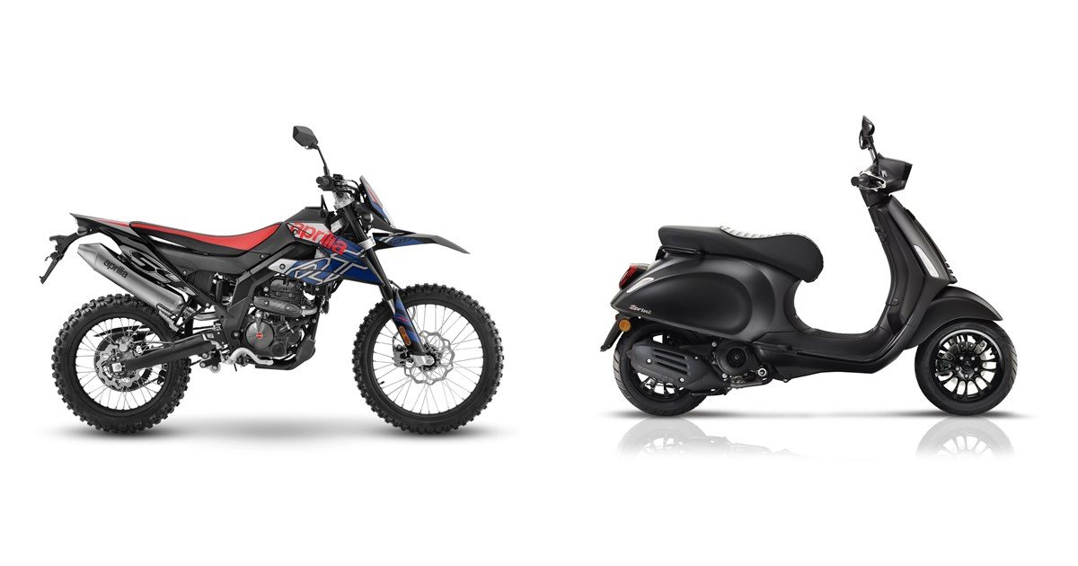 Motorrad Vergleich Aprilia RX 125 2022 vs. Vespa Sprint 125 iGet Notte 2020