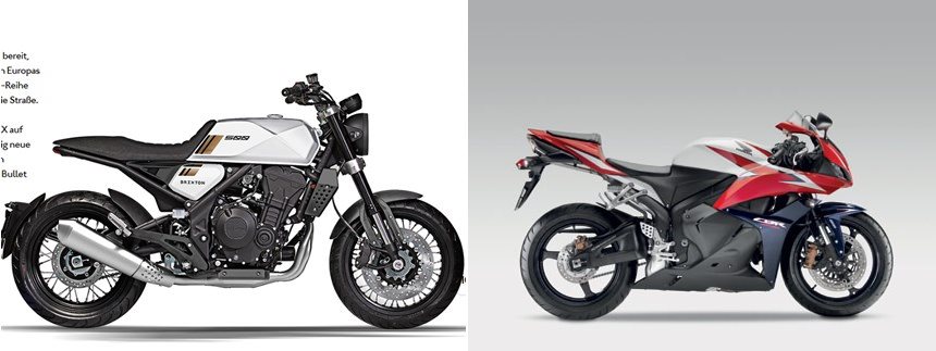Motorrad Vergleich Brixton Crossfire 500 2020 vs. Honda CBR 600 RR 2009