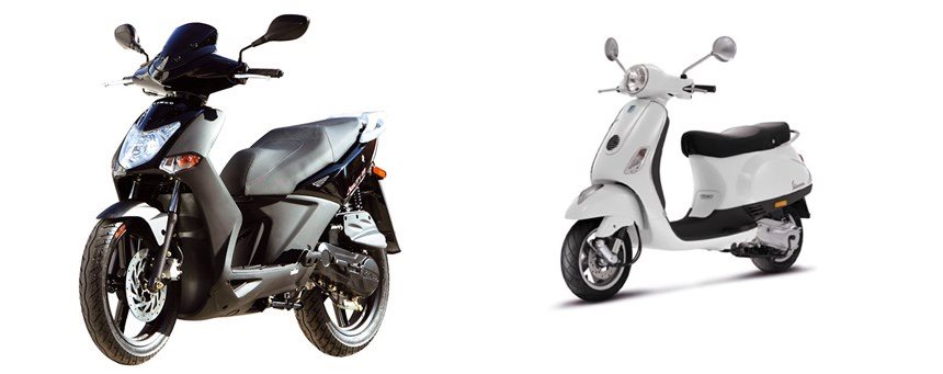 Motorrad Vergleich Kymco Agility City 50 2010 vs. Vespa LX 50 4T 4V 2009