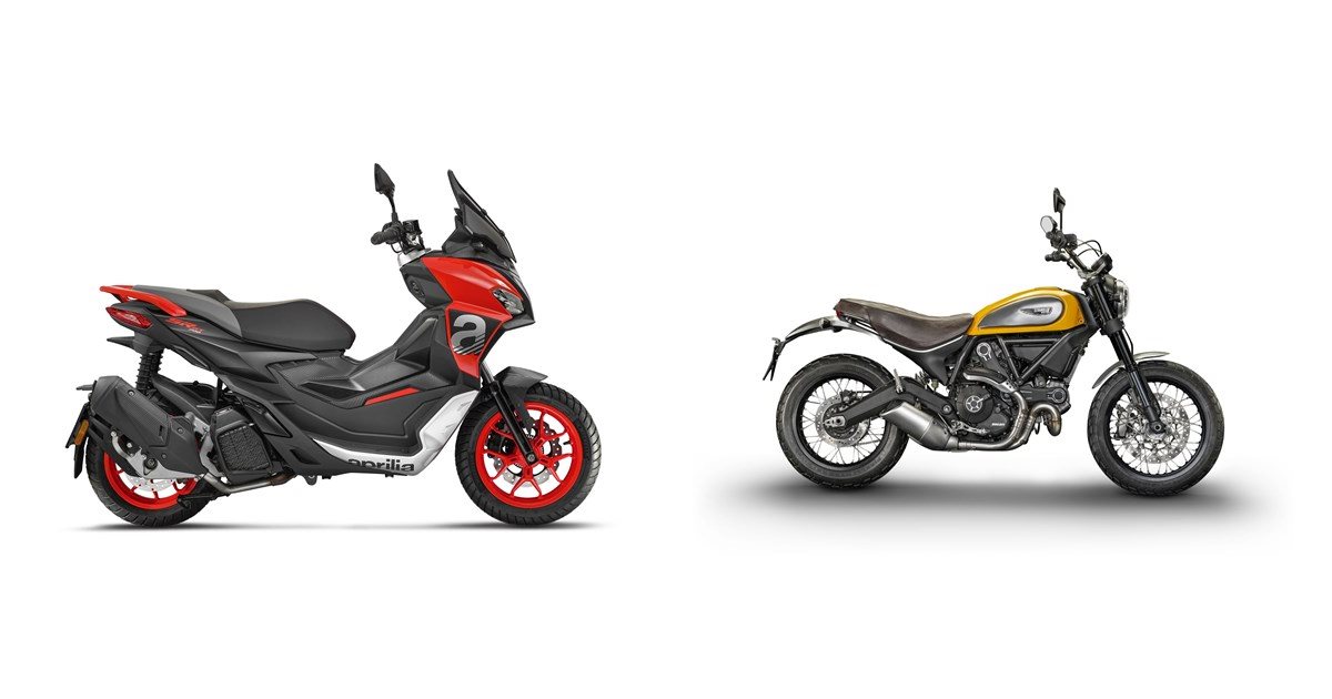 Motorrad Vergleich Aprilia SR GT Sport 200 2022 vs. Ducati Scrambler ...