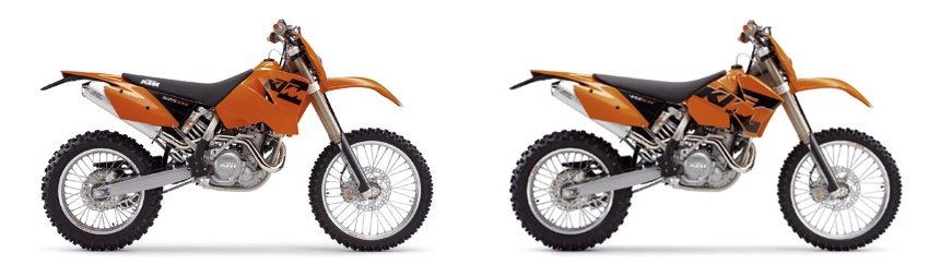 Motorrad Vergleich KTM 525 MXC Desert Racing 2005 vs. KTM 525 EXC 2005