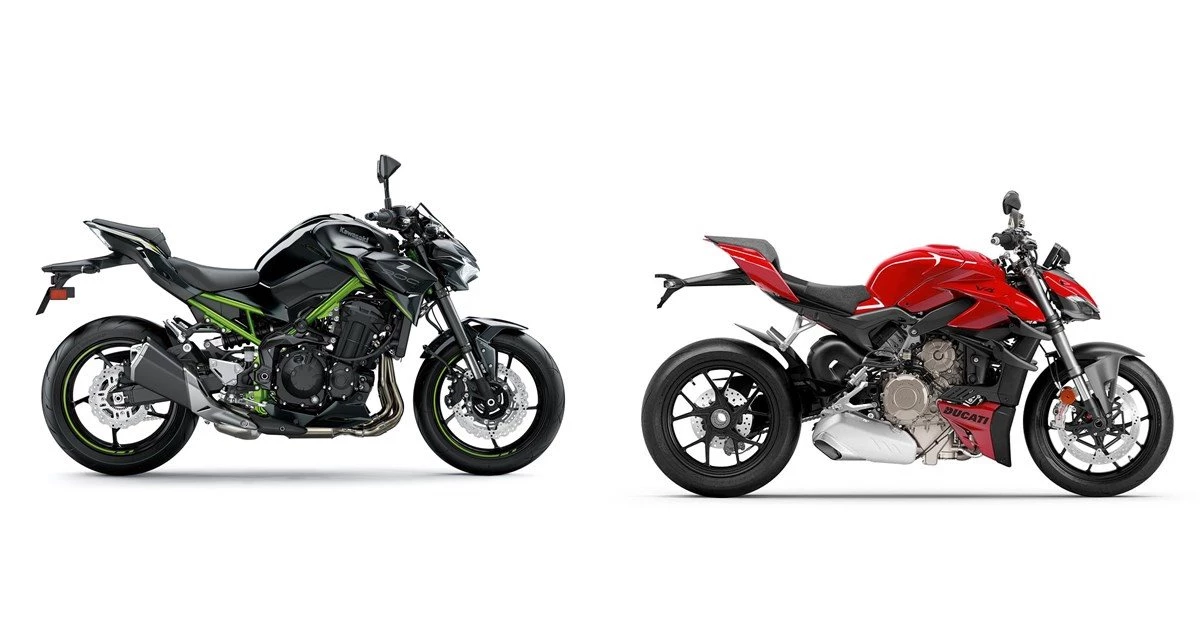 Motorrad Vergleich Kawasaki Z900 2022 vs. Ducati Streetfighter V4 2023