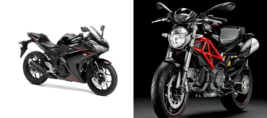 Motorrad Vergleich Yamaha R3 2015 vs. Ducati Monster 796 2011