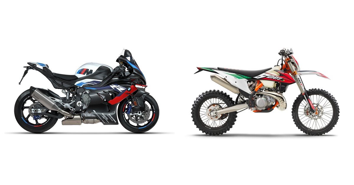 Motorrad Vergleich BMW M 1000 RR 2023 vs. KTM 300 EXC TPI Sixdays 2020