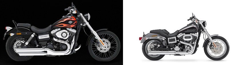 Motorrad Vergleich Harley-Davidson Dyna Wide Glide FXDWG 2012 vs. Harley-Davidson Dyna Low Rider ...