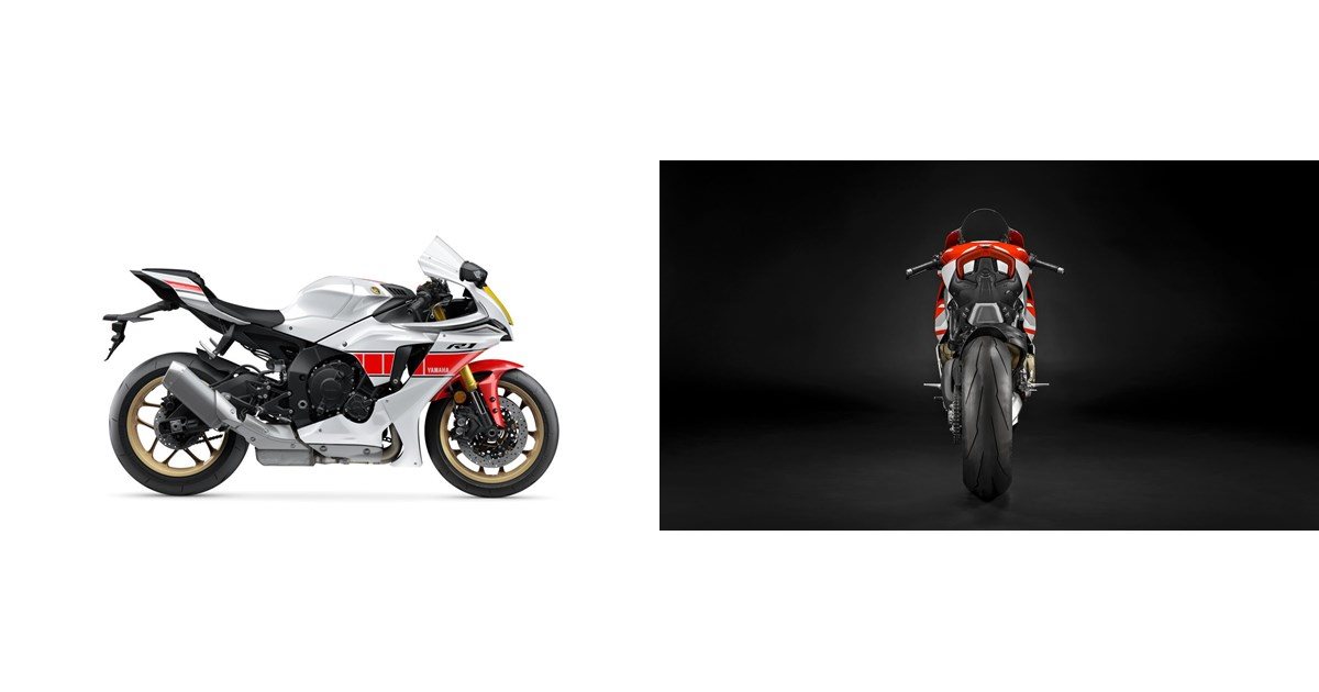 Motorrad Vergleich Yamaha R1 World GP 60th Anniversary 2022 vs. Ducati Panigale V4 S Corse 2019