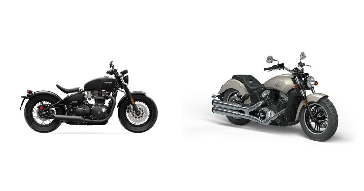 Motorrad Vergleich Triumph Bonneville Bobber Black 2020 vs. Indian ...