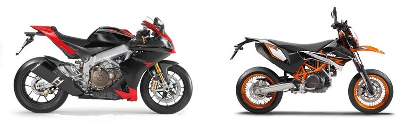 Motorrad Vergleich Aprilia RSV 4 Factory 2009 vs. KTM 690 SMC R 2014