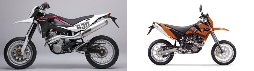 Motorrad Vergleich Husqvarna SM 630 2012 vs. KTM 660 SMC 2005