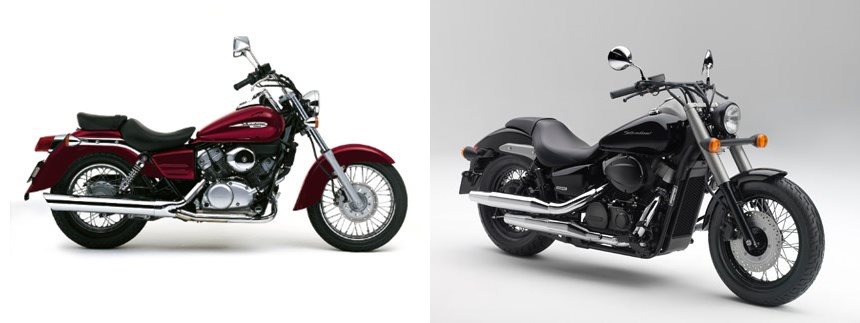 Honda VT 125 Shadow 2005 vs Honda VT 750 DC Black Spirit 2010