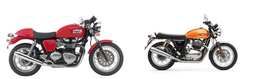 Motorrad Vergleich Triumph Thruxton 2009 vs. Royal Enfield Interceptor ...