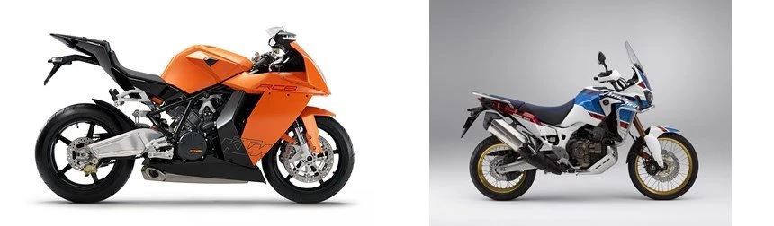 Motorrad Vergleich KTM 1190 RC8 2009 vs. Honda CRF1000L Africa Twin ...