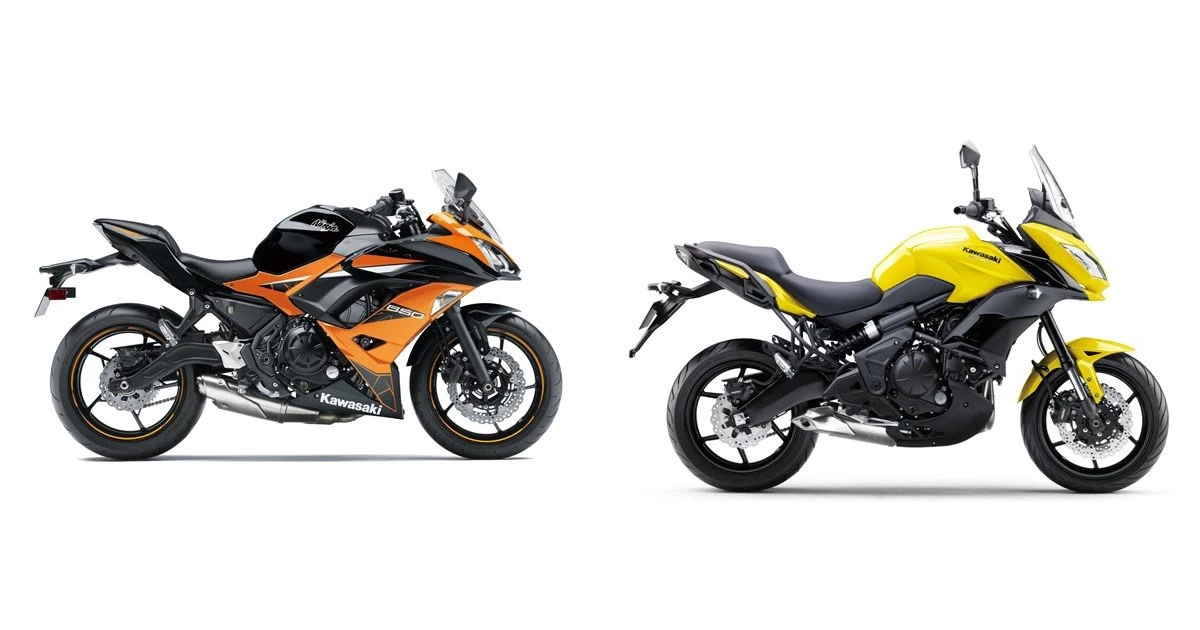 Motorrad Vergleich Kawasaki Ninja 650 2019 vs. Kawasaki Versys 650 2015
